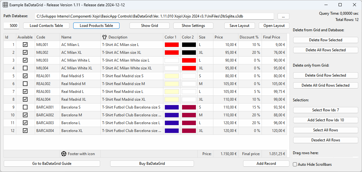 Xojo DataGrid - BasicApp