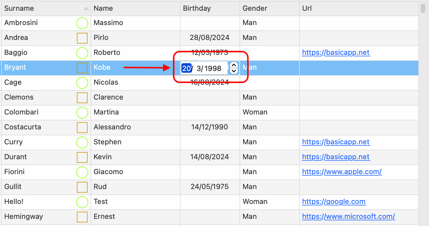 Xojo DataGrid - BasicApp